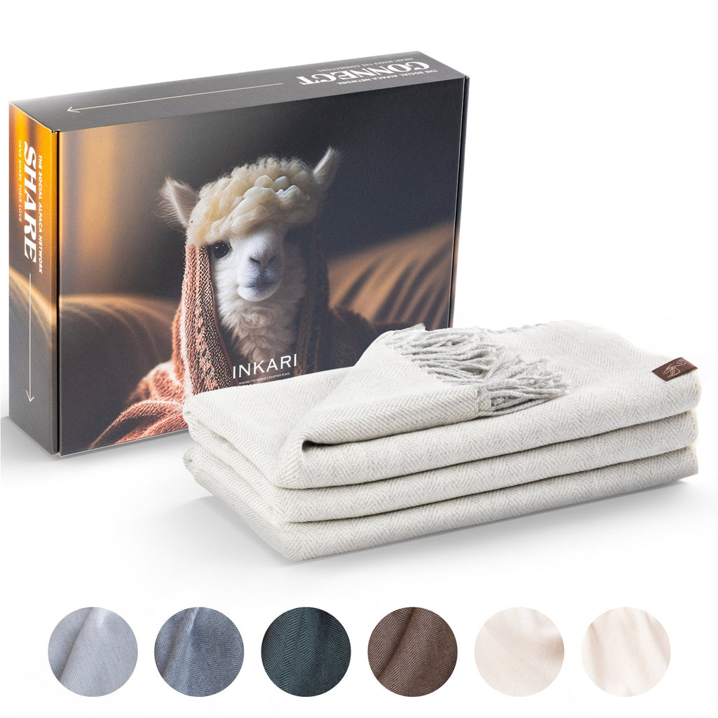 INKARI - Alpaca Wool Blankets - Fishbone - Sustainable Baby Alpaca Wool ...