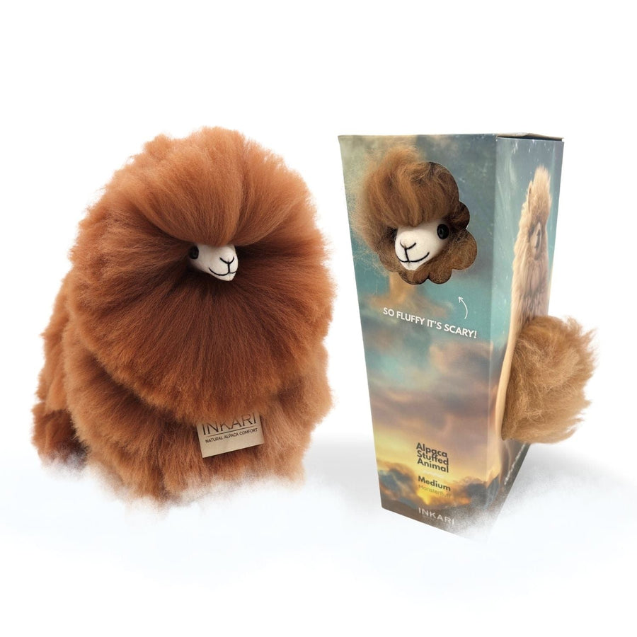 Inkari Alpaca Stuffed Animals - Monsterfluff Hazelnut - Free Accessories